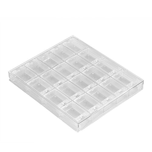 20 Grids Bead Storage Box Organizer, Transparent Acrylic Nail Art Decorations Container Rhinestone Beads Diamond Case for Crafts with Dividers, Clear Plastic DIY Art Crafts Nail Diamonds
