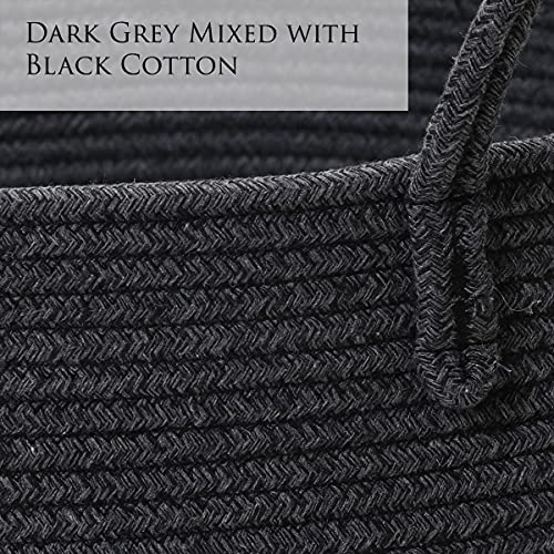 20" x 20" x 20" Extra Large Storage Basket, Cotton Rope Storage Baskets, Woven Laundry Hamper, Cloth Storage Bin, for Clothes Towel Blanket Basket in Living Room, All Black Grey Mix