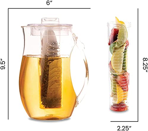 Water Infuser Pitcher – Fruit Infuser Water Pitcher By Home Essentials & Beyond – Shatterproof Acrylic Pitcher – Elegant Durable Design – Ideal for Iced Tea, Fruit Infused Water and Juice (93 oz)