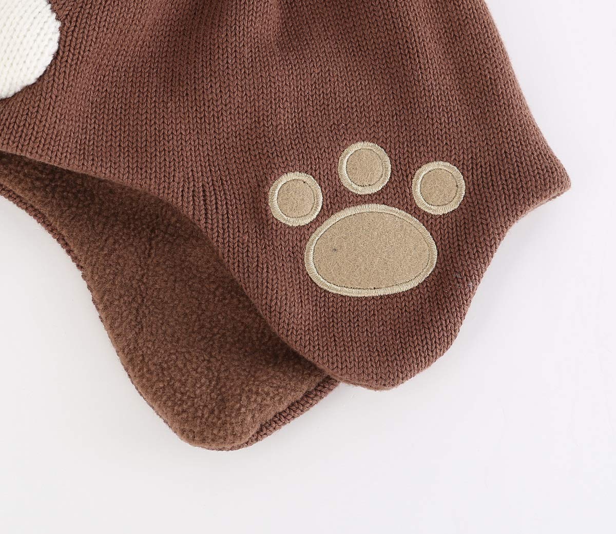 LLmoway Infant Toddler Boys Girls Beanie Kids Winter Fleece Ear Flaps Hat Cotton Knit Pom Cap Coffee