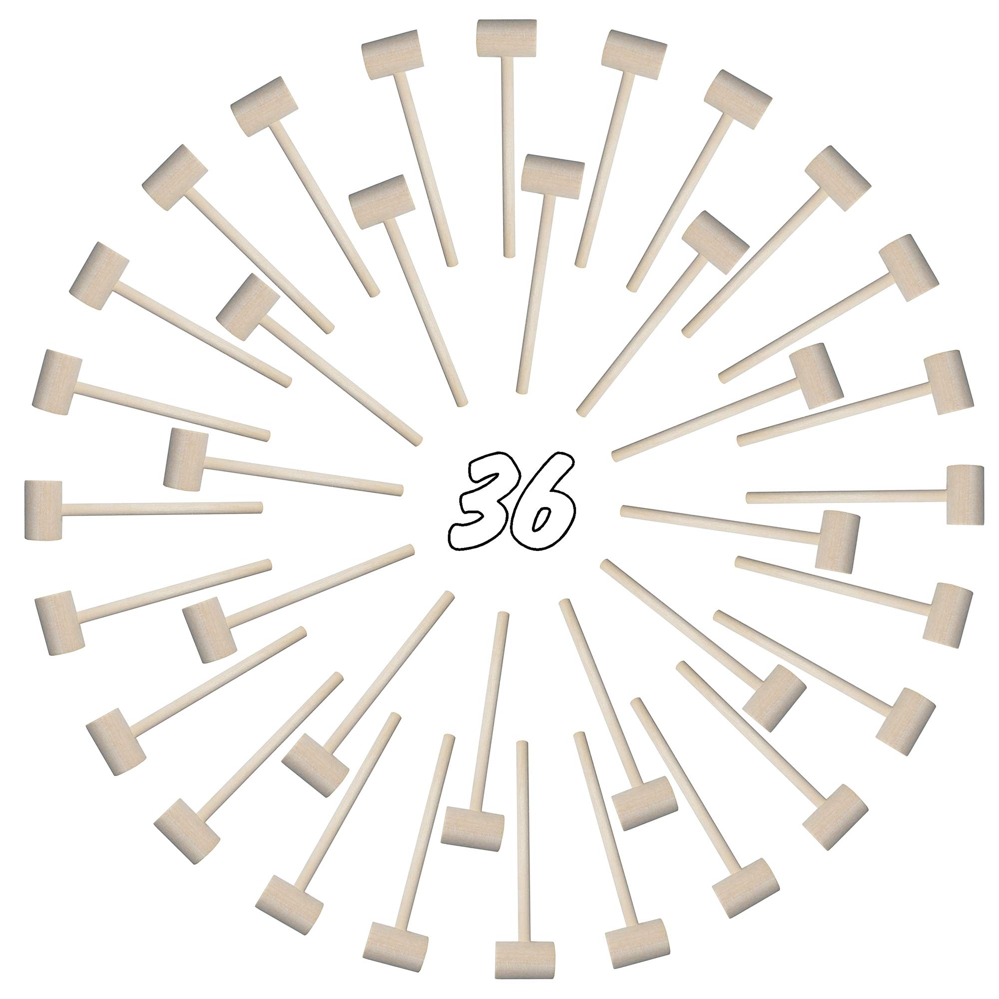 36 Pieces Mini Wooden Hammers Gavel Toy for Kids, Natural Wood Crab Lobster Seafood Mallets
