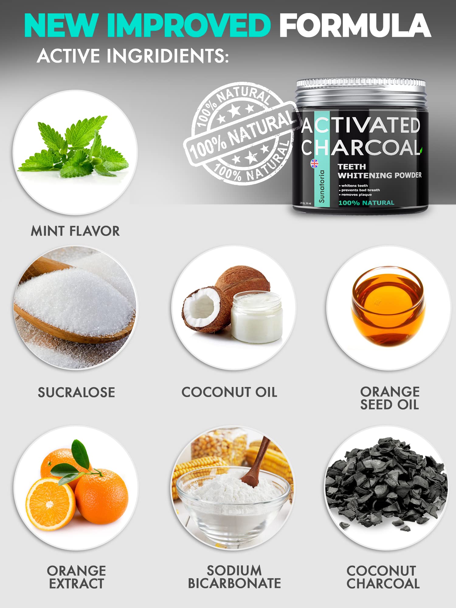 Teeth Whitening Powder - Remineralizing Tooth Powder for Tooth Whitening 5 in 1 Formula | Blanqueador de Dientes | Charcoal Toothpaste Alternative | Sensitivity Treatments