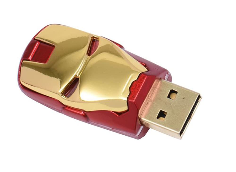 2.0 Iron Man Head Super Hero 32GB USB External Hard Drive Flash Thumb Drive Storage Device Cute Novelty Memory Stick U Disk Cartoon