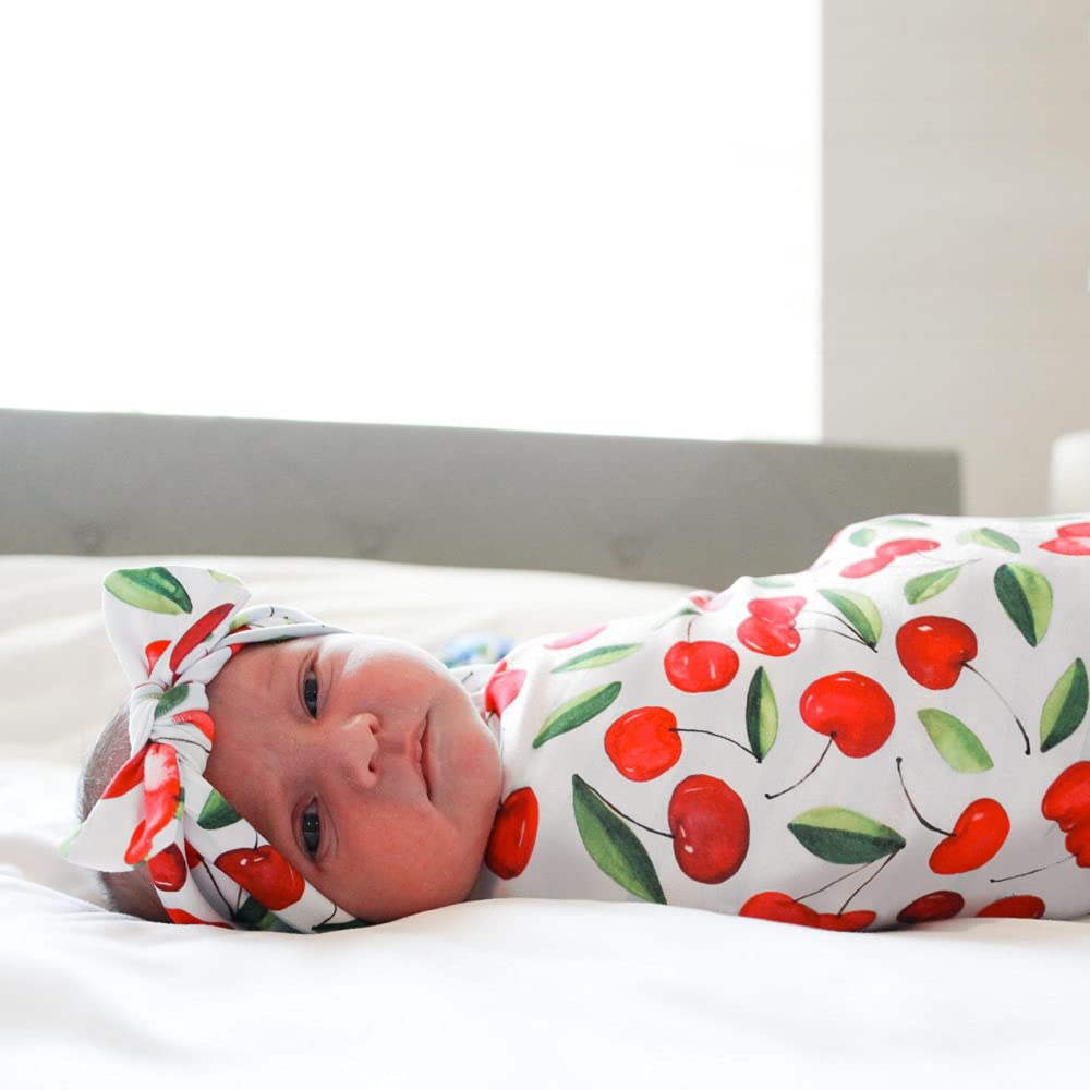 CHUNGEL 3 Pack Receiving Blanket with Headbands Newborn Baby Swaddle Blankets Beanie Hat Headband Sets, Swaddle Sack, Receiving Blankets Infant Baby Gifts