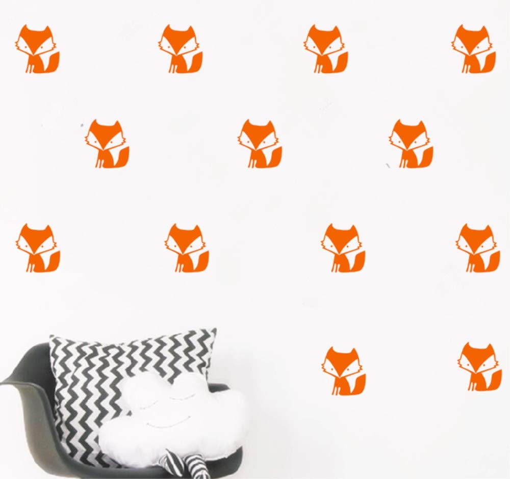36 Set Orange Forest Fox Pattern Wall Sticker-Kids Nursery Bedroom Home Decoration Vinyl Sticker-DIY Chiildren Room Living Interior Decor Sticker