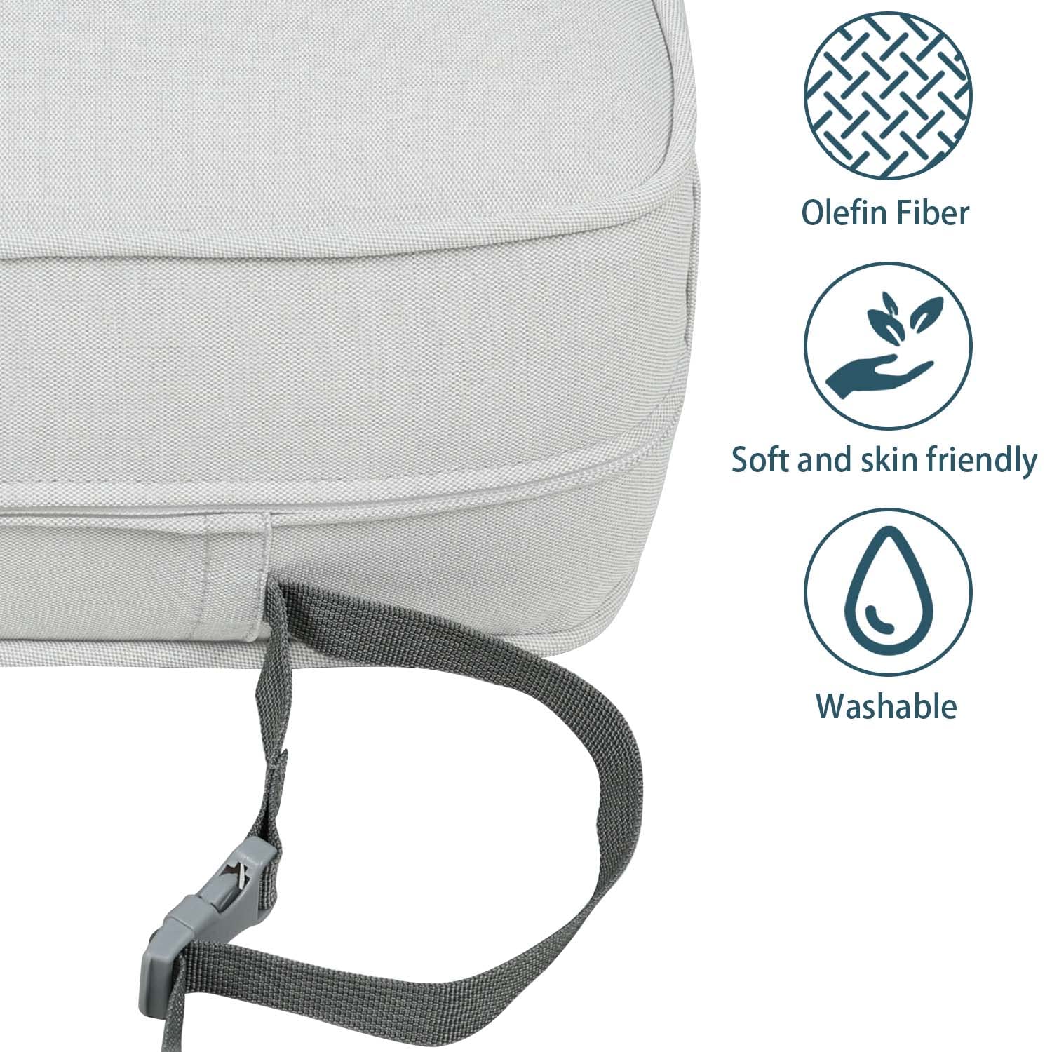 Aoodor 24'' x 24'' Outdoor Deep Seat Chair Cushion Set,Olefin Fabric Slipcover and Sponge Foam- Light Gray (Set of 2 Seats, 2 Backs, 2 Pillows)