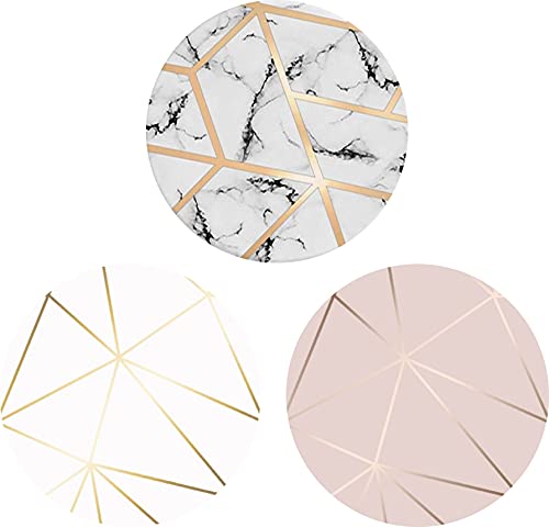 Cell Phone Stand Finger Holder - Geometric Rose Gold White Marble (3 Pack)