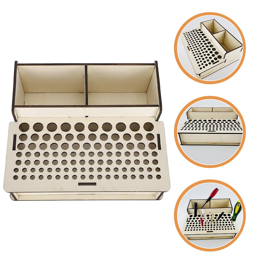 103 DIY Tool Holder Wooden Storage Shelf Leather Tools Organizer Wooden Leather Craft Tools Rack Leather Tool Organizer Wooden Stand Multi-Hole Tool Table Manual Model Work