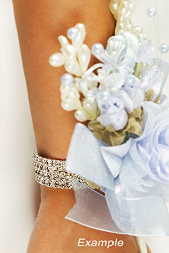 1pc Rhinestone Wrist Band Stretch Corsage Flower Holder (Silver)