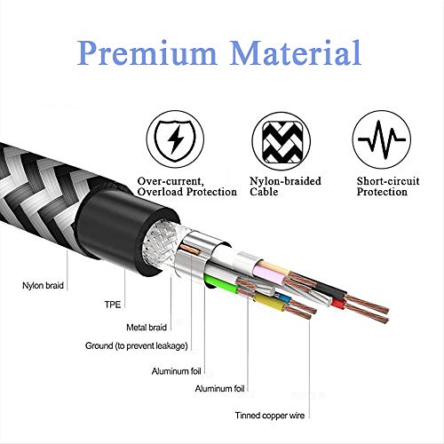 3 Pack 10 Ft Micro Charger Cable USB Charging Cord Replacement for Samsung Tablet Galaxy Tab A 10.1 (2016), 8.0 (2015,2018), Tab E, S2, Tab 4, Tab A 9.7, 7.0(2016) Nylon Braided Cables