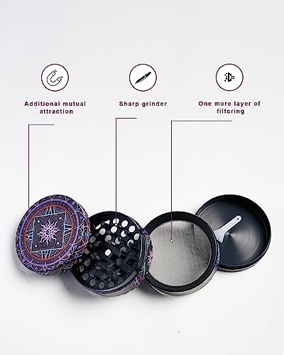 2.5" Grinder, Premium Stainless Steel Manual Grinder,Compact Size with Unique Pattern Design, Versatile Grinder(divination)