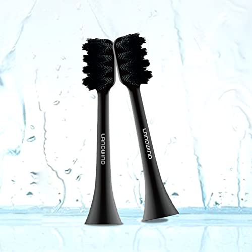 LANDWIND replacement toothbrush heads, fit Sensitive Gums and Teeth, Dupont Nylon Harmless for LANDWIND Sonic Electric Toothbrush, 2 Pro+2 Comfy Electric Toothbrush Heads -4 Pack (Black)