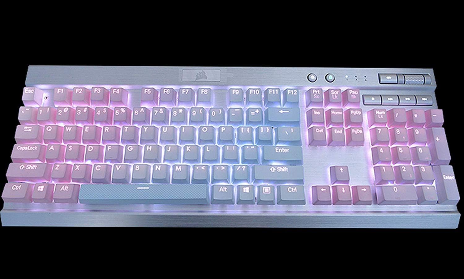 104 Keys PBT Double Shot Backlit Keycaps Translucent Keyset OEM Profile for Corsair Gaming Mechanical Keyboard K95 Platinum K70 MK.2 K65 K66 K68 RGB Strafe (Blue Pink Gradient)