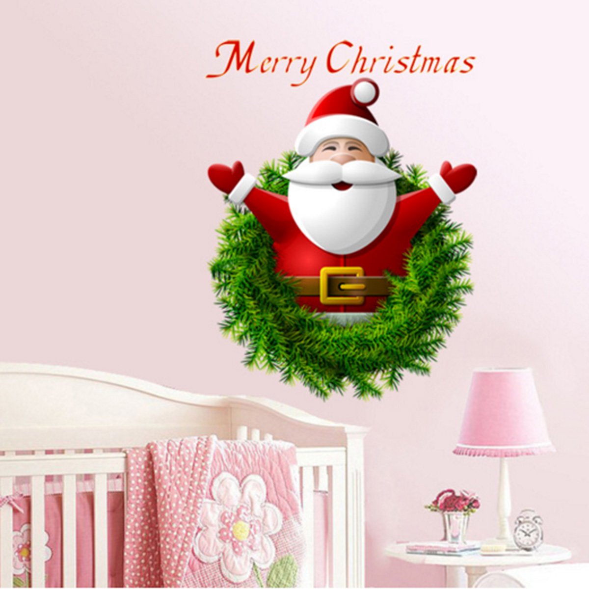 2 Pcs Christmas Windows Stickers Wall Stickers, 3D Santa Claus Merry Christmas Decoration Removable Wall Sticker Festive Children Decor Holiday Door Window Decoration