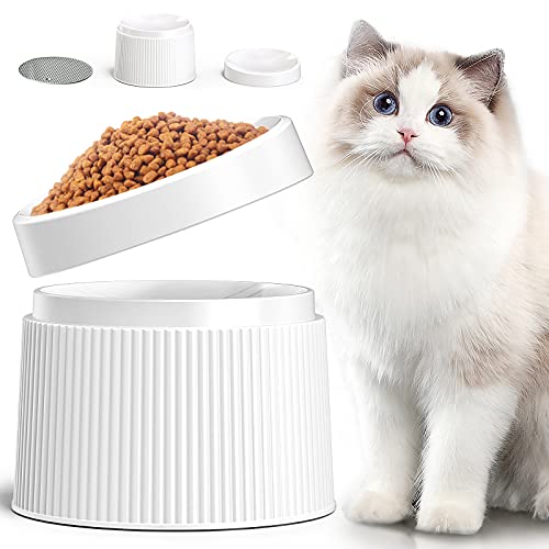 iPettie Elevated Cat Food Bowl Cat Dish, Tilted Pet Feeding Station with Stand for Small Dog, Made from Certified Food-Safe Plastics, Better Than Stainless Steel and Ceramic