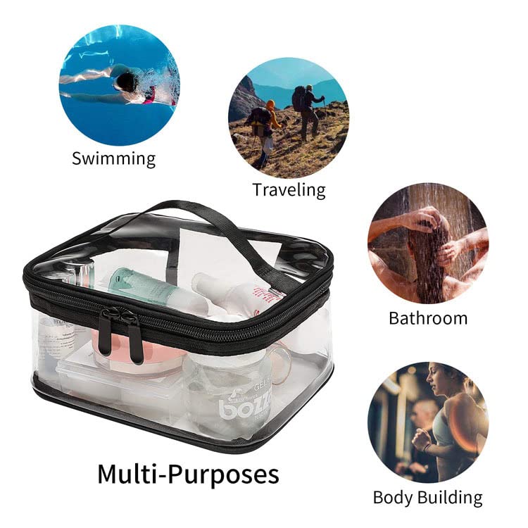 2 Pcs Clear Makeup Bags with Zipper Large Clear Cosmetic Bags for Travel Waterproof Toiletry Bags Transparent Storage Carry Pouch