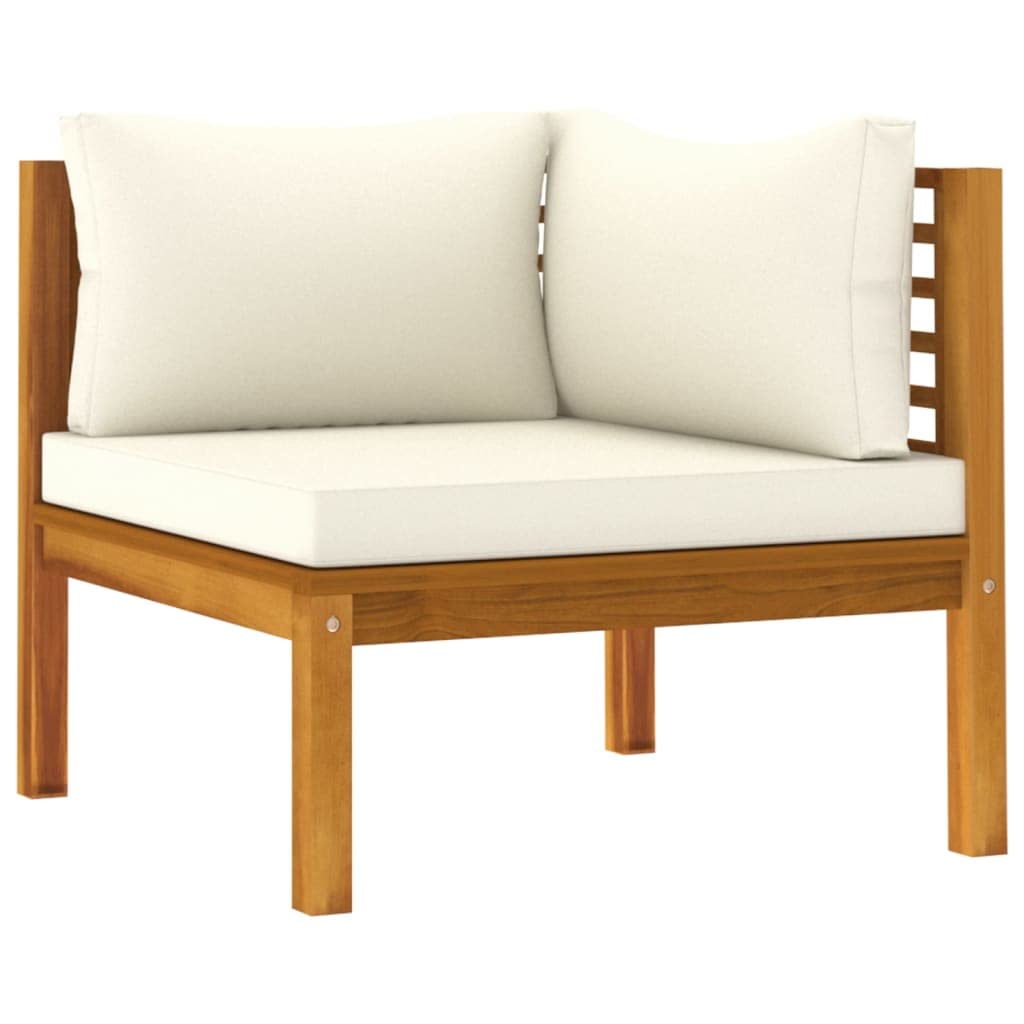 FAMIROSA 7 Piece Patio Lounge Set with Cream Cushion Solid Acacia Wood - 174.82 lbs