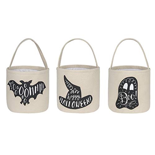3 Pcs Halloween Trick or Treat Bucket - Candy Basket Tote Bag for Kids(Magic Hat, Ghost, Bat)