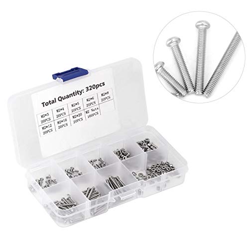 Screw 320pcs M2 Machine Screws Set Stainless Steel Nuts Fasteners for Laptop/Hard Disk/Keyboard/Phone/PC Hardware Accessories