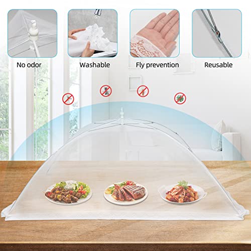 2 Pcs Extra Large Mesh Food Cover Tent(46"x20", 40"x24")Umbrella Food Screen Covers for Outside Pop-up Mesh Reusable and Collapsible Food Nets for Parties Picnics Outdoor BBQs…