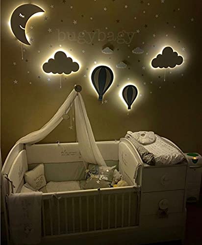 BugyBagy White Cloud Night Light for Nursery - Cloud Shape Battery Operated LED Bedroom Wall Night Light