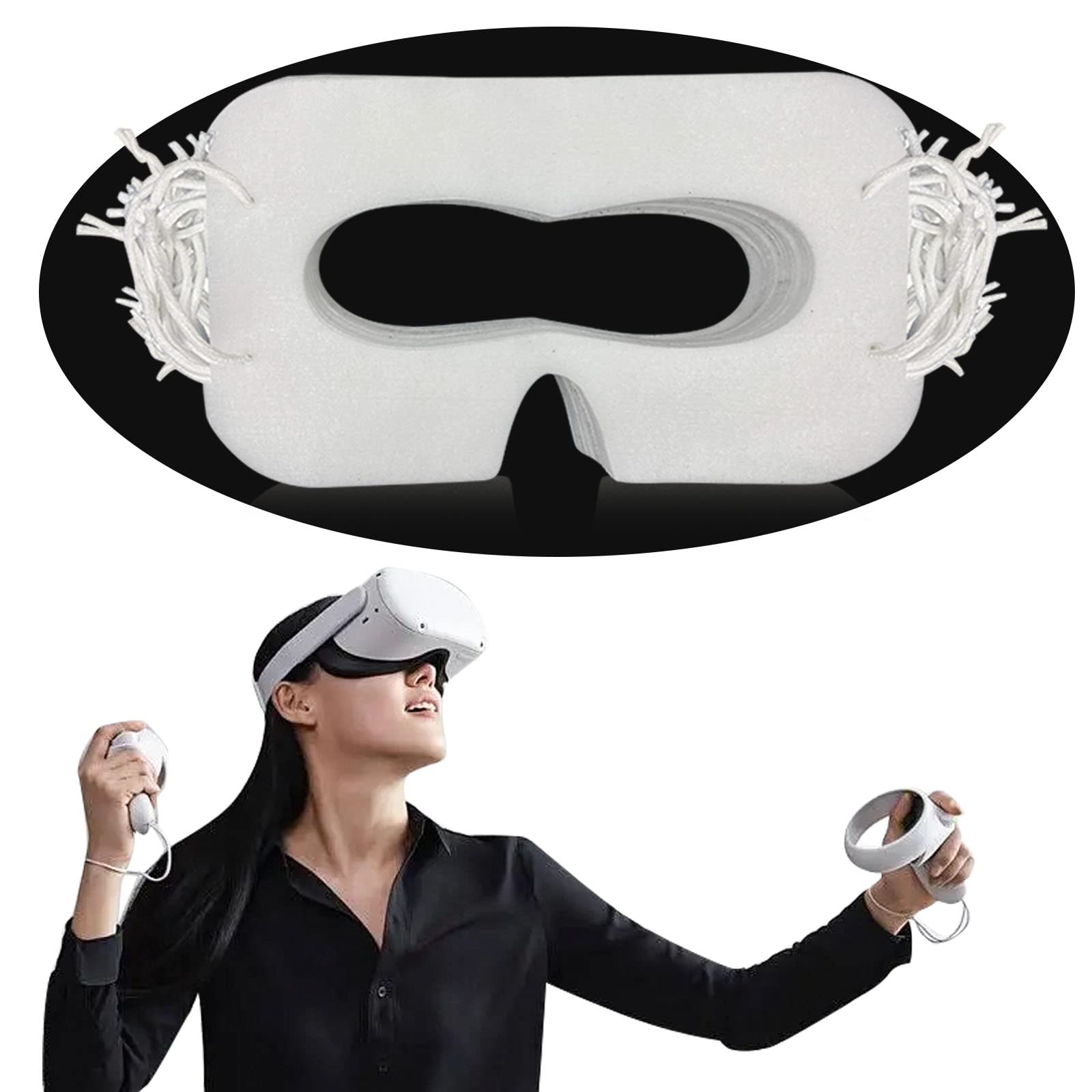100 Pack Disposable Face Covers Sanitary Pads Mask for Meta Oculus Quest 1/2 HTC Vive/PS VR/Gear VR/Oculus Rift White