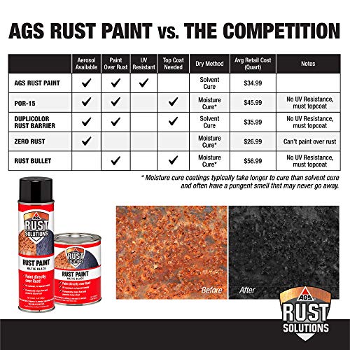 AGS RUST SOLUTIONS Rust Spray Paint, 14 Ounces, Matte Black Finish