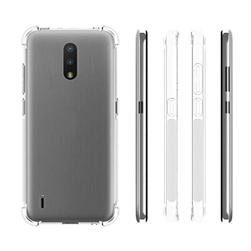 Ytaland Case for Nokia C2 Tava, C2 Tennen (2020),with Tempered Glass Screen Protector. Crystal Clear Soft Silicone Shockproof TPU Transparent Bumper Protective Phone Case Cover