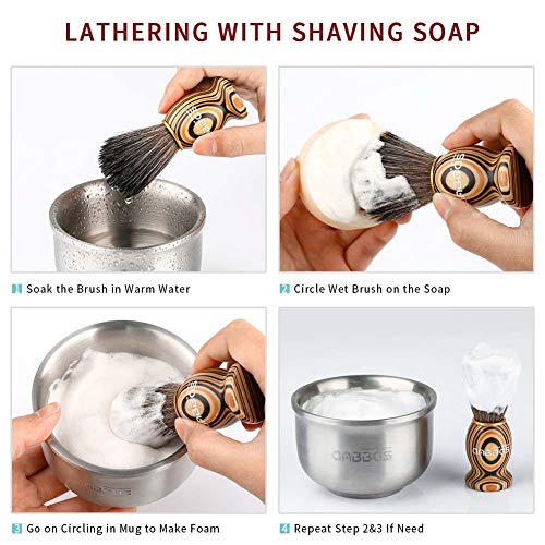 2IN1 Shaving Brush with Holder Set,Anbbas Synthetic Badger Brush with Wood Handle,Black ABS Wall Mounted Adjustable Shaving Stand for Most Wet Shave Brushes