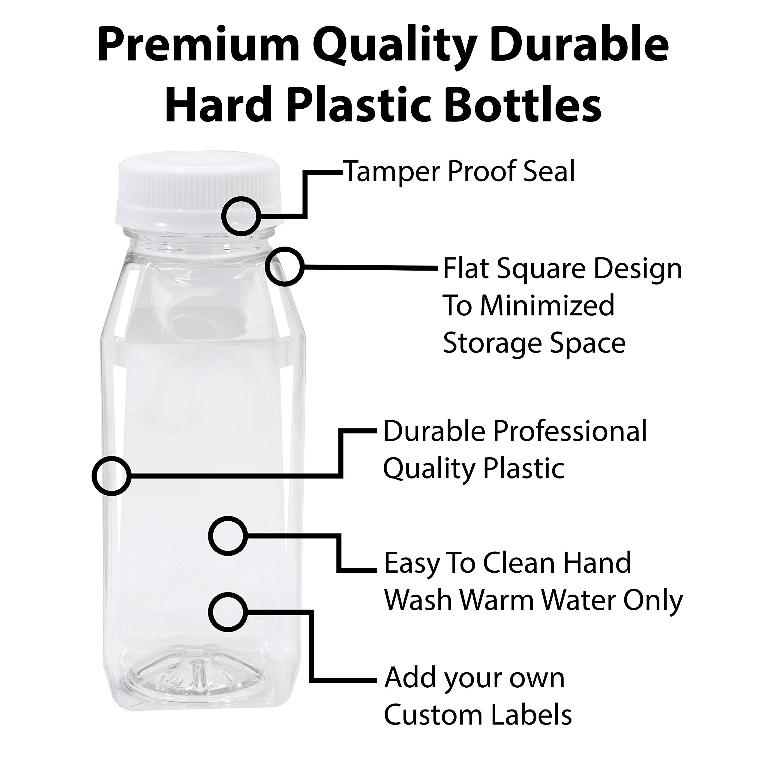 30 Pack of Empty Bottles, Plastic Bottles with Lids, Includes 10 Each Of 8 oz Bottles, 12 oz Bottles, and 16 oz Bottles, Plastic Milk Bottles With Tamper Proof Bottle Caps Lids Great Juice Bottles
