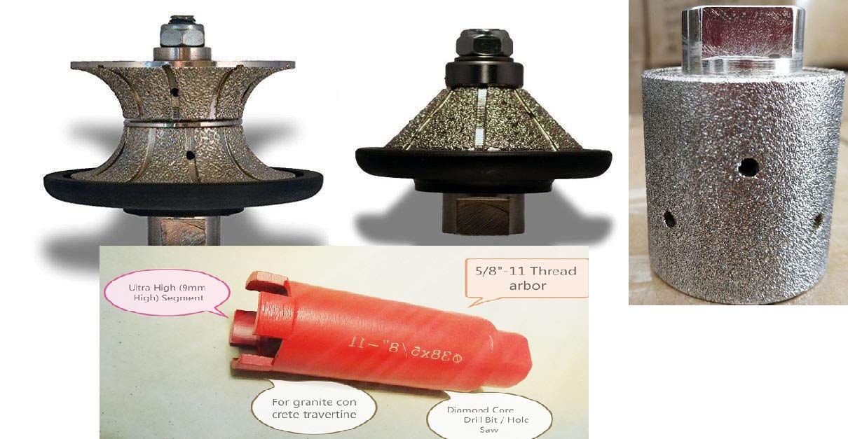 2" Full Bullnose 1 1/4" Bevel Bullnose Diamond E30 V50 Router Bit Profile Shaping wheel 1 3/8" Diamond core bit zero tolerance grinding drum stone concrete ceramic granite marble sink bowl countertop