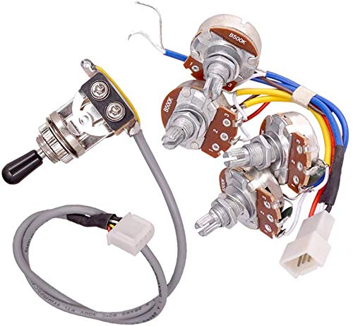 1 Set Guitar Circuit Wiring Harness Kit with 2 Pieces A500k B500K Pots and 1 Piece 3 Way Toggle Switch fit for LP Electric Guitar (A)