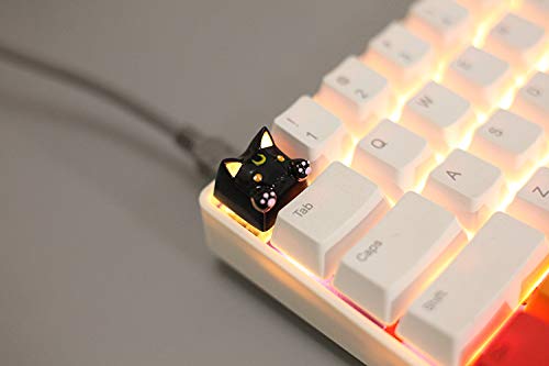 HFSECURITY 3D Resin White Purple Pink Black Cute Cartoon Cat Design Backlit Keycaps for Cherry Mx Switch Mechanical Gaming Keyboard (Blackcatkeycap)