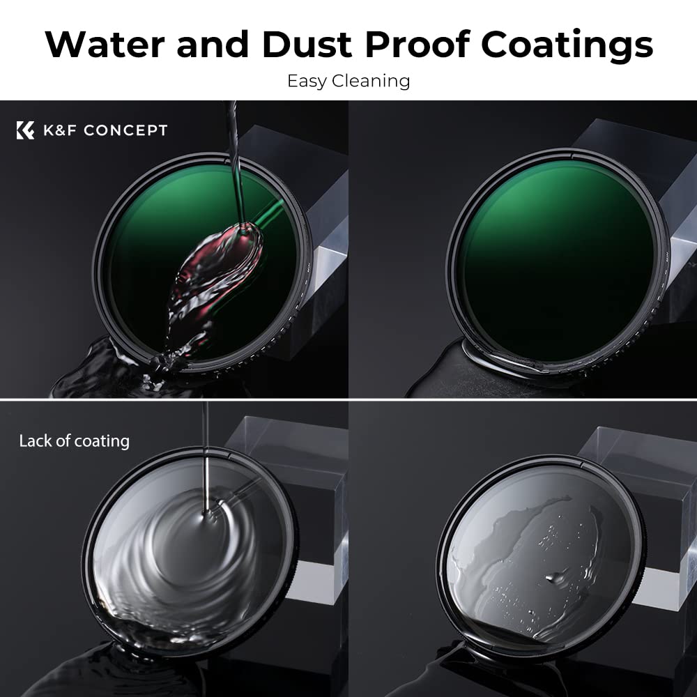K&F Concept 58mm Variable Neutral Density Lens Filter ND8-ND2000 (3-11stop) Waterproof Adjustable ND Lens Filter with 24 Multi-Layer Coatings for Camera Lens (D-Series)