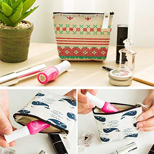 Bonwete 5 PCS Pencil Bag Pen Case Flower Floral Canvas Pencil Pen Case Multi-functional Cosmetic Makeup Bag Set Coin Purse