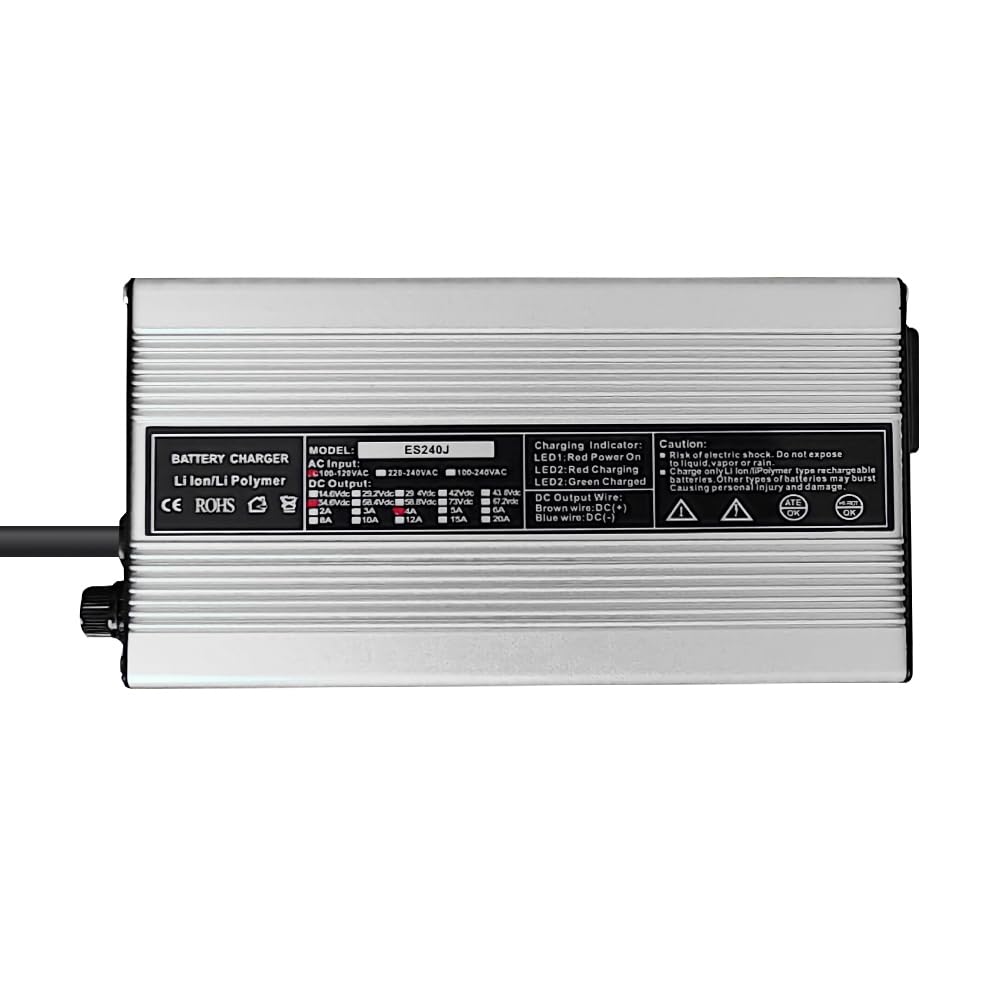 Abakoo 54.6V 4A Battery Charger Power Supply Adapter for 48V 13S Lithium Battery with 3-Pin XLR Connector