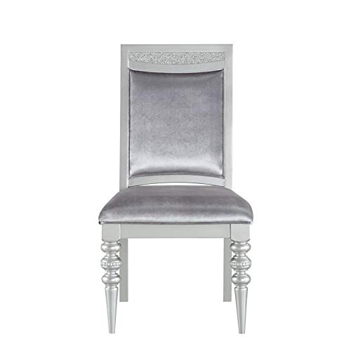 ACME Maverick Side Chair (Set-2) - - Fabric & Platinum
