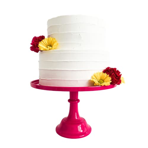 11" Hot Pink Plastic Cake Stand | Melamine Wedding Cake Stand | Pretty Cake Stands for Dessert Table | Serving Trays for Party or Brunch Decorations | Adorable Cake Plate by Sprinkles & Confetti