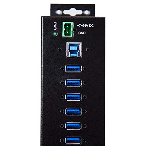 StarTech.com 10-Port USB 3.0 Hub with Power Adapter - Metal Industrial USB-A Hub with ESD & 350W Surge Protection - Din/Wall/Desk Mountable - High Speed USB 3.0 (5Gbps) - (5Gbps) Hub, TAA