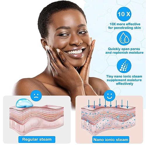 Facial Steamer DenniesCare Hot Mist Face Steamer Nano Ionic Table Top Mini Steamer Spa 360° Rotatable Sprayer Personal Care Use at Home or Salon Blue White