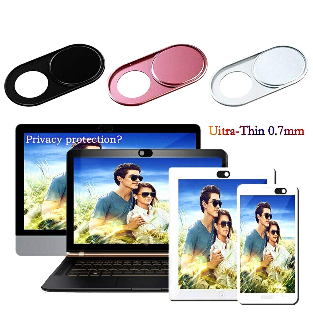 Stock Ultra Thin Metal Aluminum Webcam Security Cover Sticker for Laptop, Desktop, PC, Macboook Pro, iMac, Mac Mini, Computer, Smartphone, Protecting Your Privacy Security (Black)