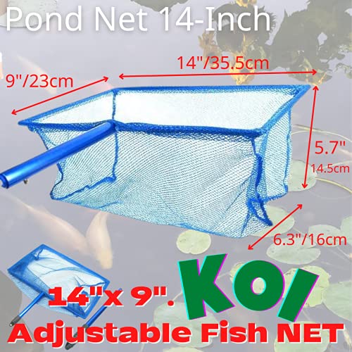 14"x 9" Koi Adjustable Fish NET Handle 30~54cm Aluminum Fishing Pond Aquarium