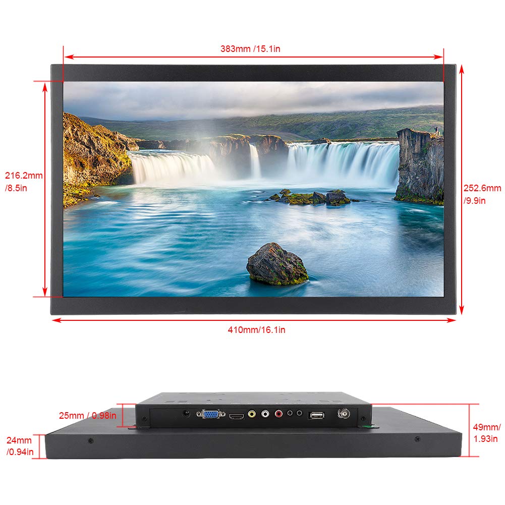 17.3 Inch Display Full HD Embedded Industrial Metal Monitor Normal Non-Touch Version, 1920x1080 Physical Resolution WLED Display 400CD/Mm2 Normal Screen (Does Not Support