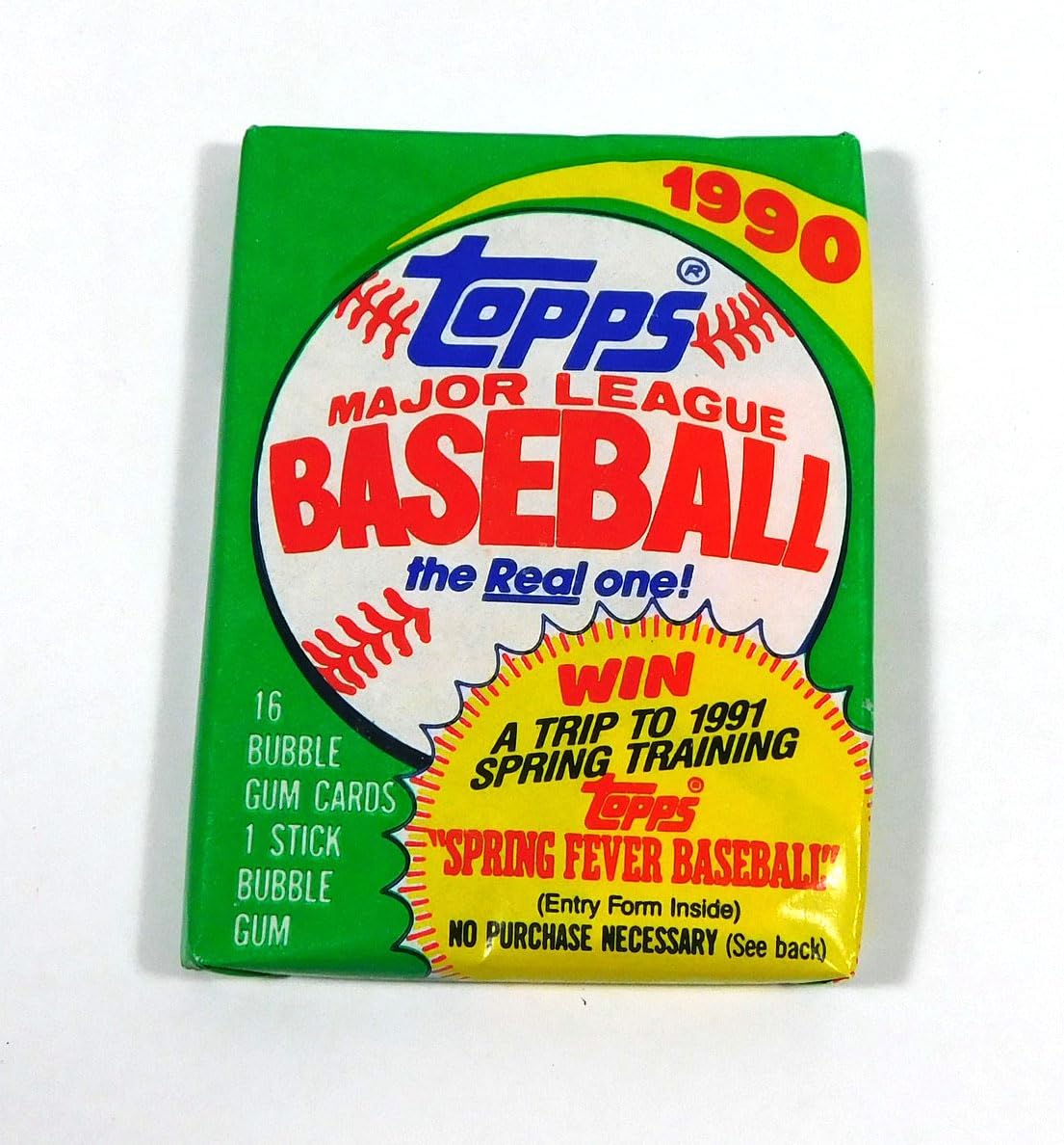 1990 Topps Major League Baseball Pack: The Real One! -- 16 Bubble Gum Cards