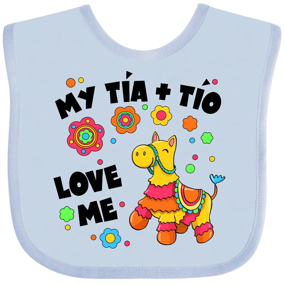 inktastic My Tía and Tío Love Me- Cute Piñata Baby Bib Light Blue 3ed23