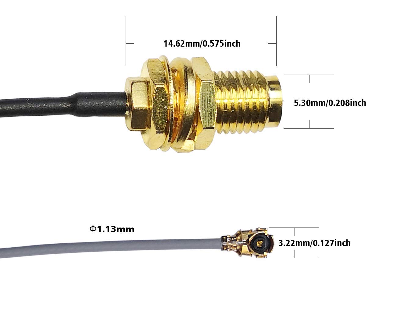 Tenmory UFL to SMA Mini PCI U.FL to RP-SMA Female Ipex Connector Pigtail Antenna Extension Cable (6 inch (2 Pcs))