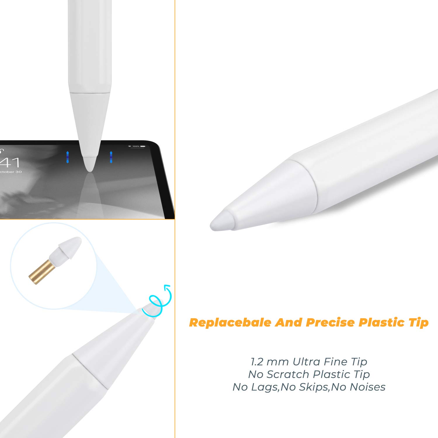 2024 iPad Pen,EDIVIA for Apple iPad Pencil with Quick Charge and Palm Rejection Stylus for iPad Pro M4, iPad Air M2,iPad 10th 9th 8th Generation,iPad Mini 6th Generation,iPad Pro 11/12.9 Inch,White