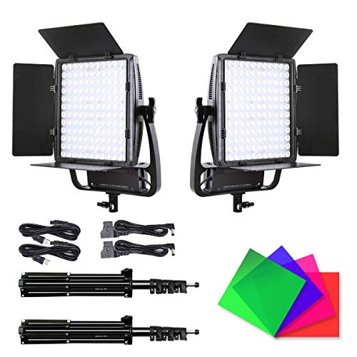 2 Packs Dimmable Bi-Color LED Video Lighting Kits with APP Control, 50W Optical Lens Variable 3200K~5600K, CRI 97+ LED Panel Light, Photography Lighting Kit, for YouTube Studio Photography