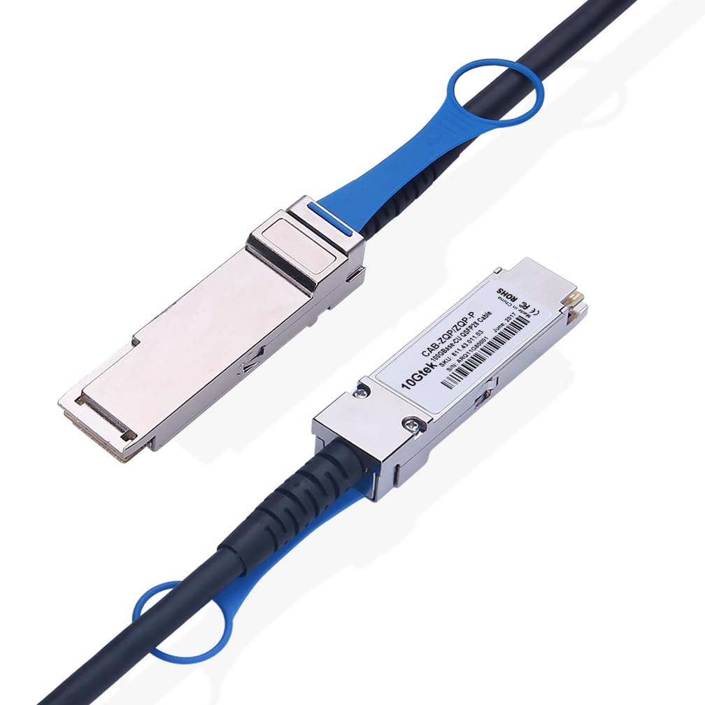 10Gtek 100G QSFP28 DAC Cable - 100GBASE-CR4 QSFP28 to QSFP28 Passive Direct Attach Copper Twinax Cable for Cisco QSFP-100G-CU0.5M, Ubiquiti, Arista, Supermicro and More, 0.5-Meter(1.6ft)