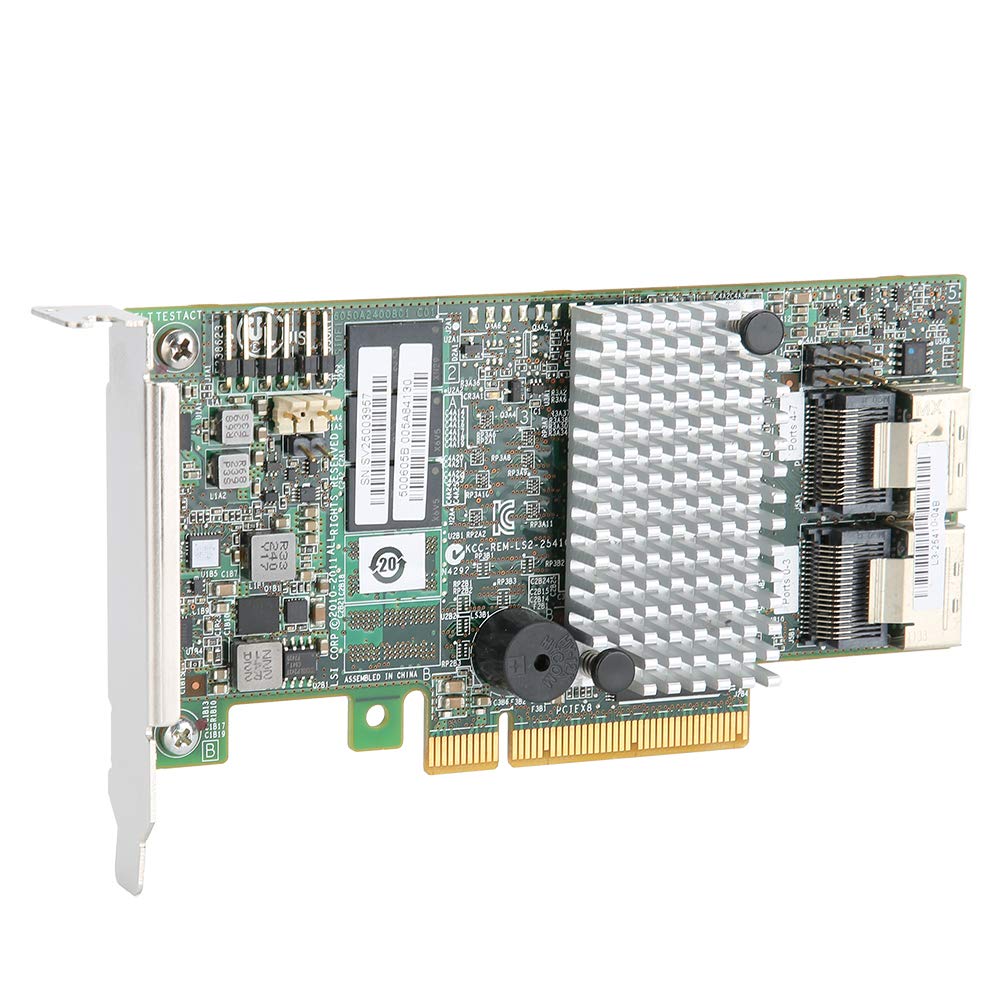ASHATA SAS Controller Card, 8-Port SATA+SAS Ports Expansion Card, 9267-8i 2208 6Gb/s 512MB PCI-E 2.0 8Port SATA/SAS RAID0/1/10 Controller Card Low Baffle